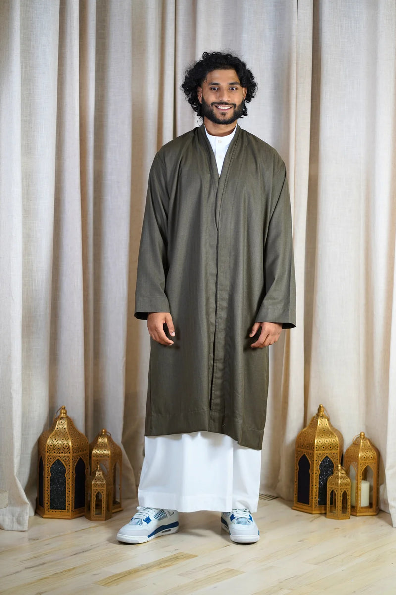 Premium Olive Khaki Turkish Coat | Versatile Modest Fashion – The Topi Wala